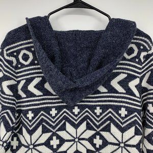 Monteau | Sweaters | Monteau Cardigan Blue White Hooded Open Front ...